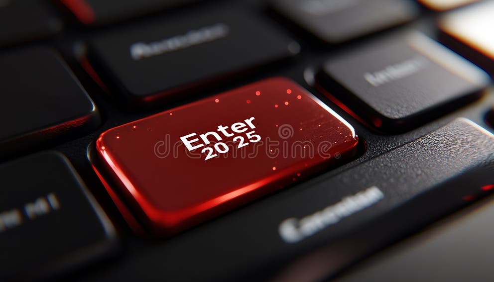 Red Keyboard Button with Enter 2025 Text, Symbolizing New Beginnings ...