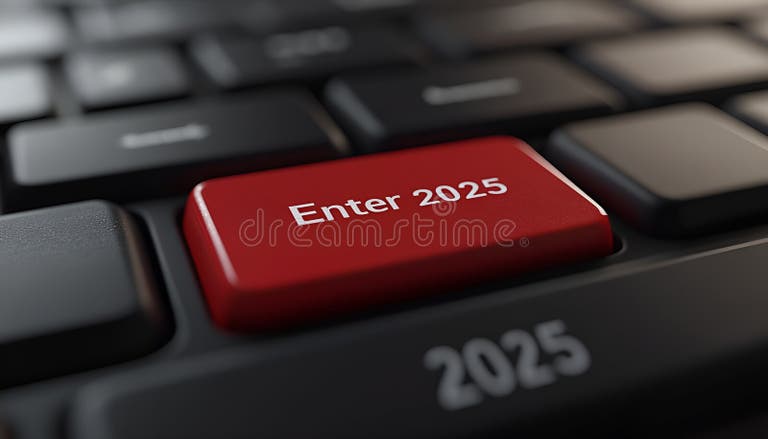 Red Keyboard Button with Enter 2025 Text, Symbolizing New Beginnings ...