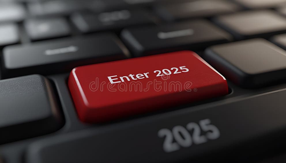 Red Keyboard Button with Enter 2025 Text, Symbolizing New Beginnings ...