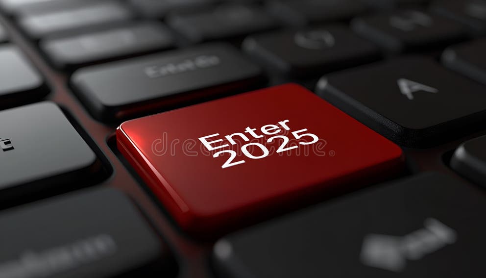 Red Keyboard Button with Enter 2025 Text, Symbolizing New Beginnings ...