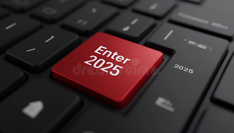 Red Keyboard Button with Enter 2025 Text, Symbolizing New Beginnings ...