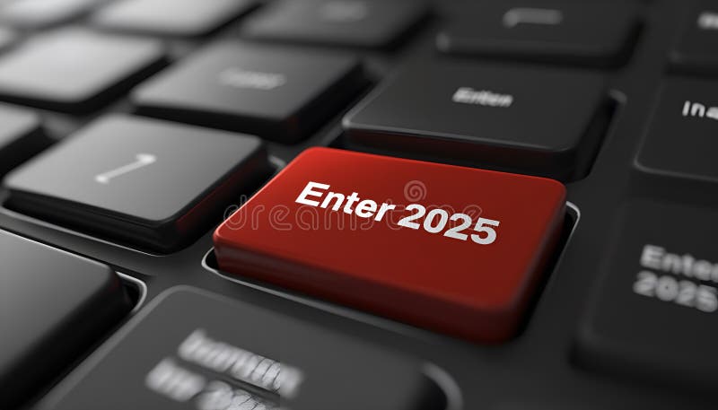 Red Keyboard Button with Enter 2025 Text, Symbolizing New Beginnings ...