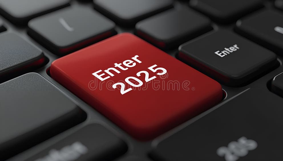 Red Keyboard Button with Enter 2025 Text, Symbolizing New Beginnings ...