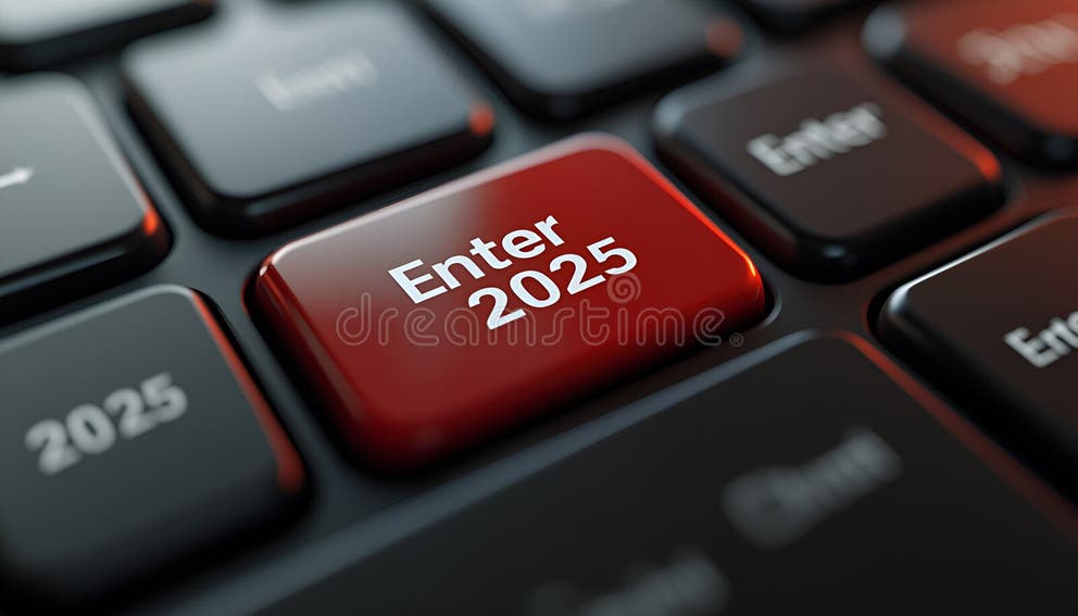 Red Keyboard Button with Enter 2025 Text, Symbolizing New Beginnings ...