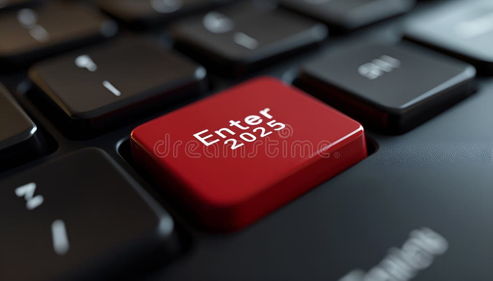 Red Keyboard Button with Enter 2025 Text, Symbolizing New Beginnings ...