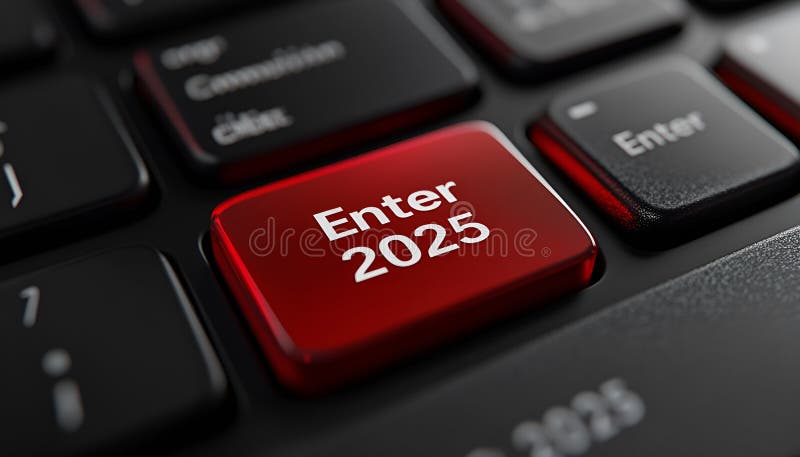 Red Keyboard Button with Enter 2025 Text, Symbolizing New Beginnings ...