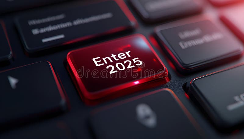 Red Keyboard Button with Enter 2025 Text, Symbolizing New Beginnings ...