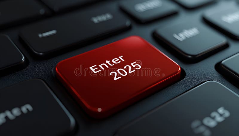 Red Keyboard Button with Enter 2025 Text, Symbolizing New Beginnings ...