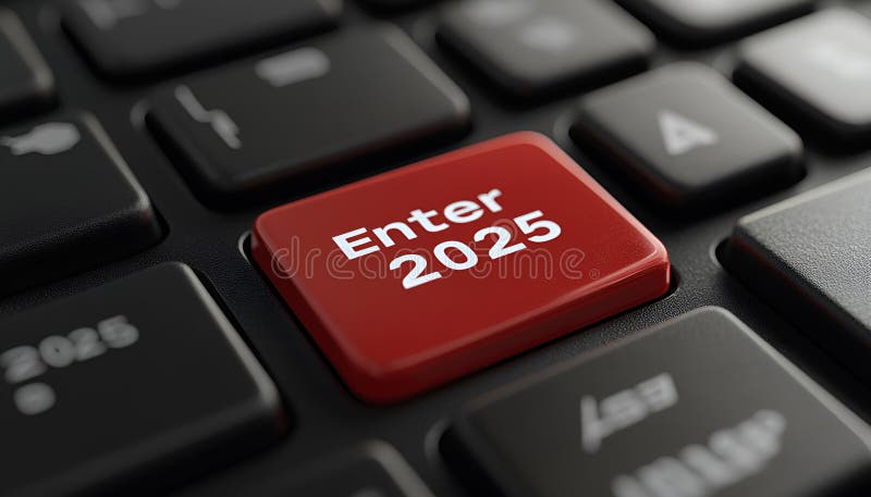 Red Keyboard Button with Enter 2025 Text, Symbolizing New Beginnings ...