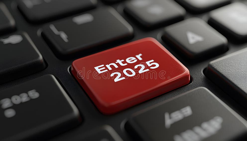 Red Keyboard Button with Enter 2025 Text, Symbolizing New Beginnings ...
