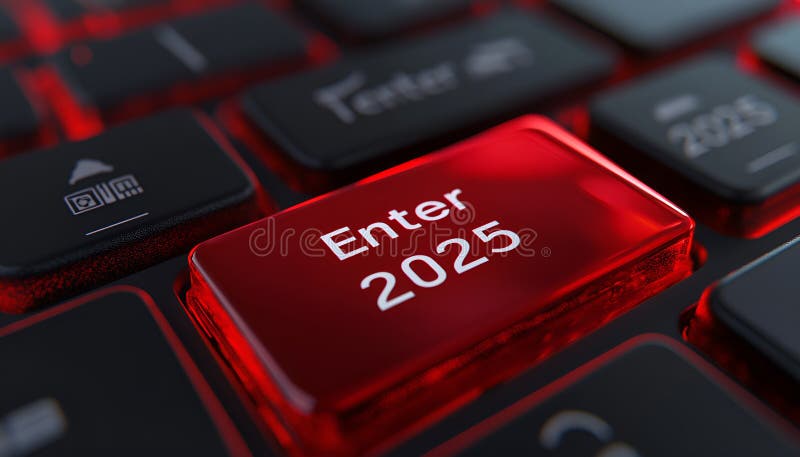 Red Keyboard Button with Enter 2025 Text, Symbolizing New Beginnings ...