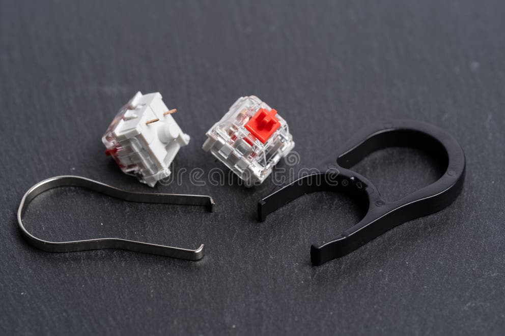 Red Keys Mechanical Keyboard and Brackets for Their Installation Stock ...