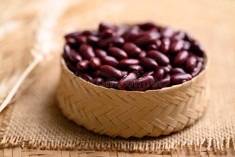 Red Kidney Beans Seed in Bamboo Basket Stock Photo - Image of based ...