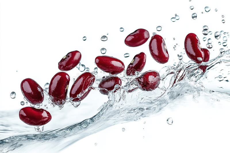 Red Kidney Beans Splashing through Water Surface Stock Illustration ...
