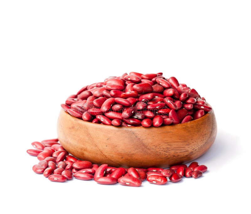 Red Kidney Beans in a Wooden Bowl Isolated Stock Photo - Image of ...