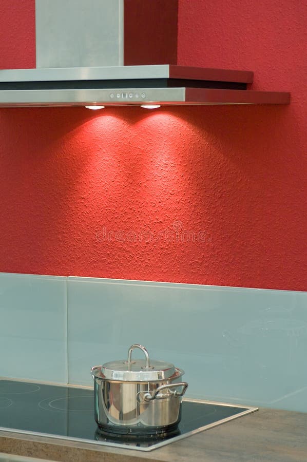 Red kitchen stock image. Image of boiling, lifestyle, stainless - 9996405