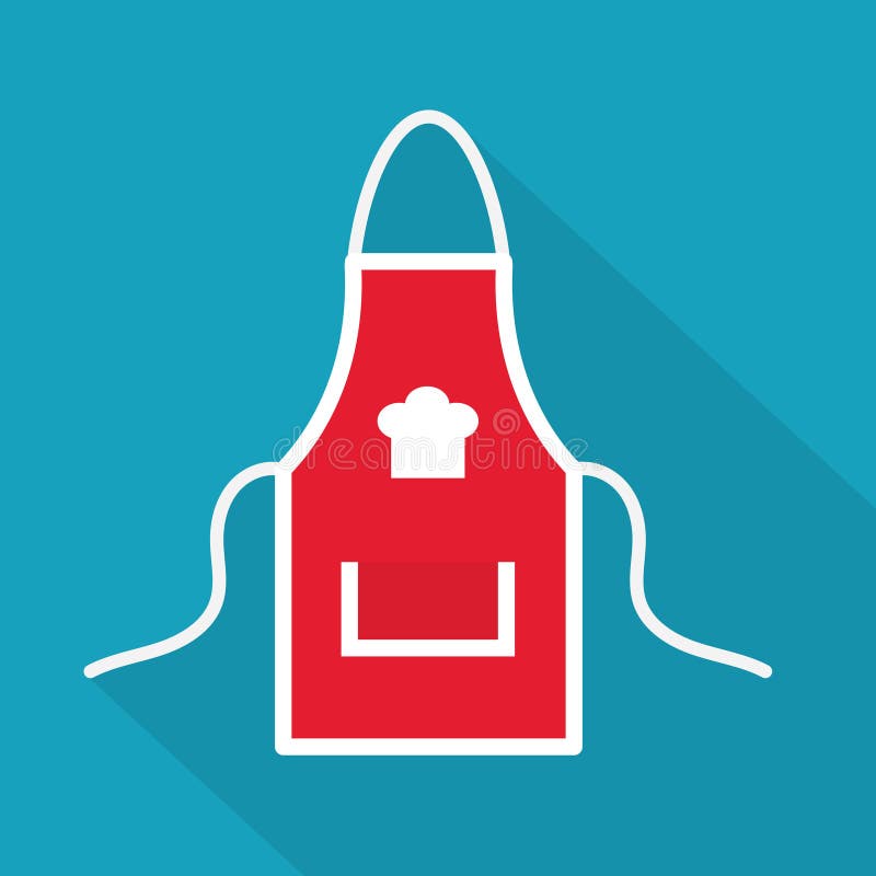 Red Kitchen Apron with Chef Hat Icon Stock Vector - Illustration of ...