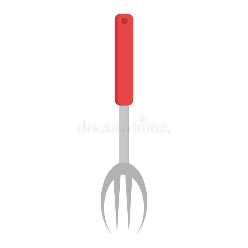 Red kitchen fork, graphic stock illustration. Illustration of chopping ...