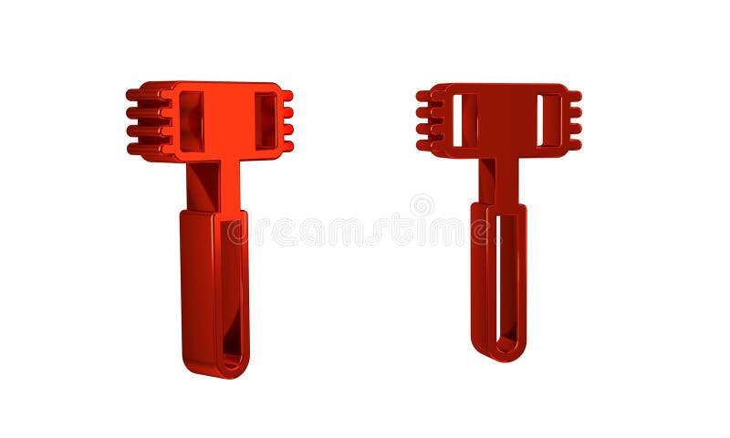 Red Kitchen Hammer Icon Isolated on Transparent Background. Meat Hammer ...