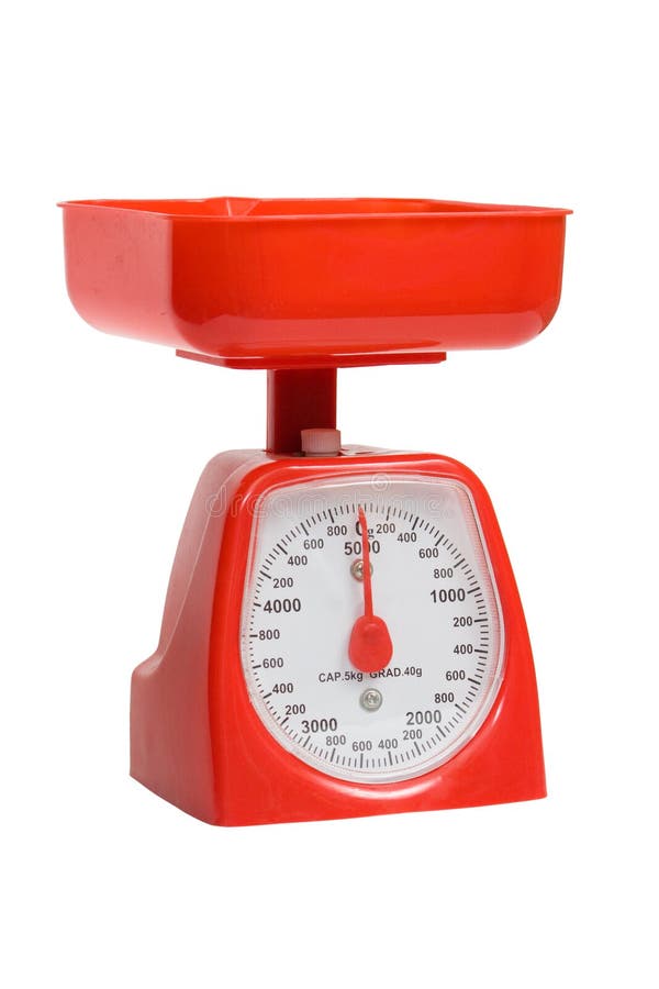 Red kitchen scales stock photo. Image of numbers, vertical - 20782816