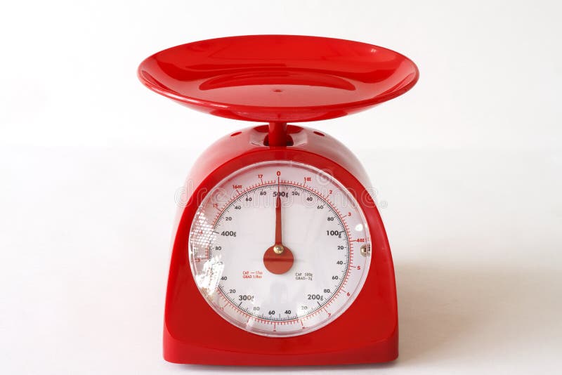 Red kitchen scales. stock image. Image of kilo, dial - 34599707