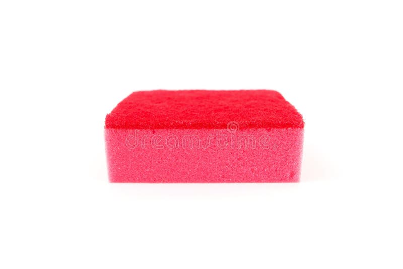 Red Kitchen Sponge on a White Background Stock Photo - Image of ...