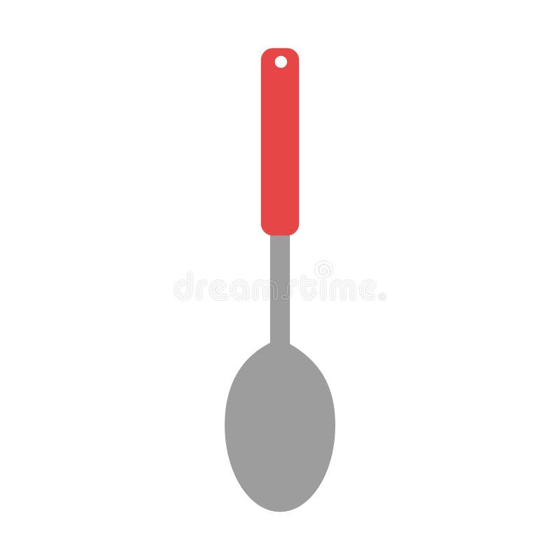 Red kitchen spoon, graphic stock illustration. Illustration of ...