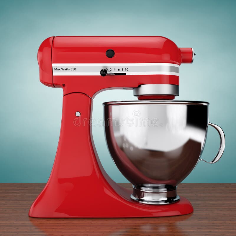 Red Kitchen Stand Food Mixer. 3d Rendering Stock Illustration ...