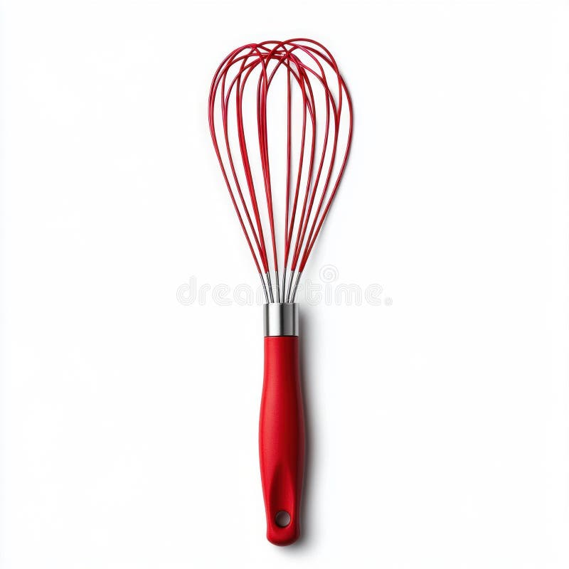 Red Kitchen Whisk Isolated on White Stock Illustration - Illustration ...