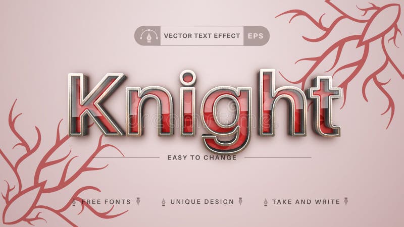 Red Knight - Editable Text Effect, Font Style Stock Vector ...