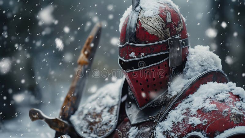 Red knight at winter stock illustration. Illustration of season - 307776724