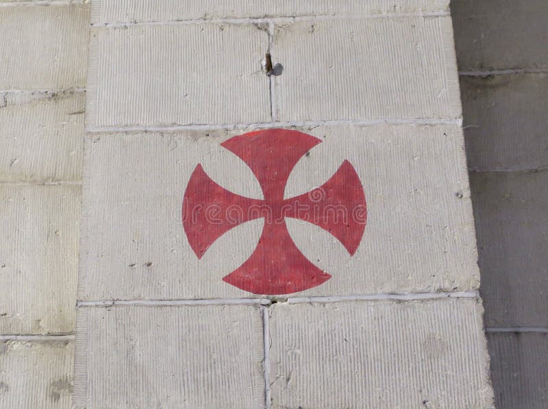 Red Knights Templar Cross Painted on a Wall in a Church Stock Photo ...
