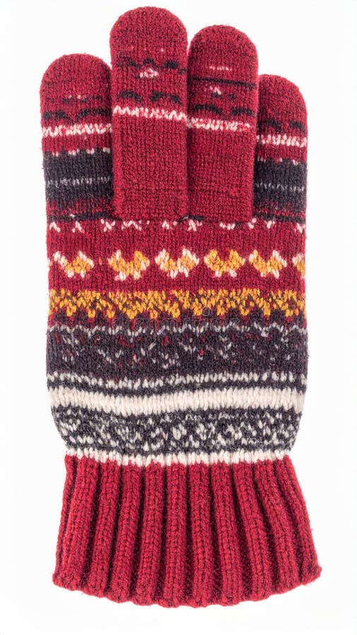 Red Knit Gloves with Fair Isle Pattern Stock Illustration ...