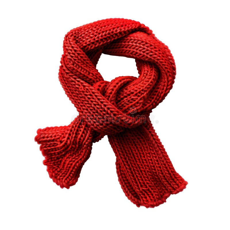 Red Knit Scarf Folded in a Loop on a White Background Stock Photo ...