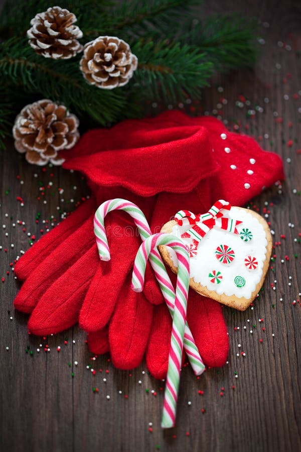 Red knitted gloves stock photo. Image of homemade, cookie - 34177358