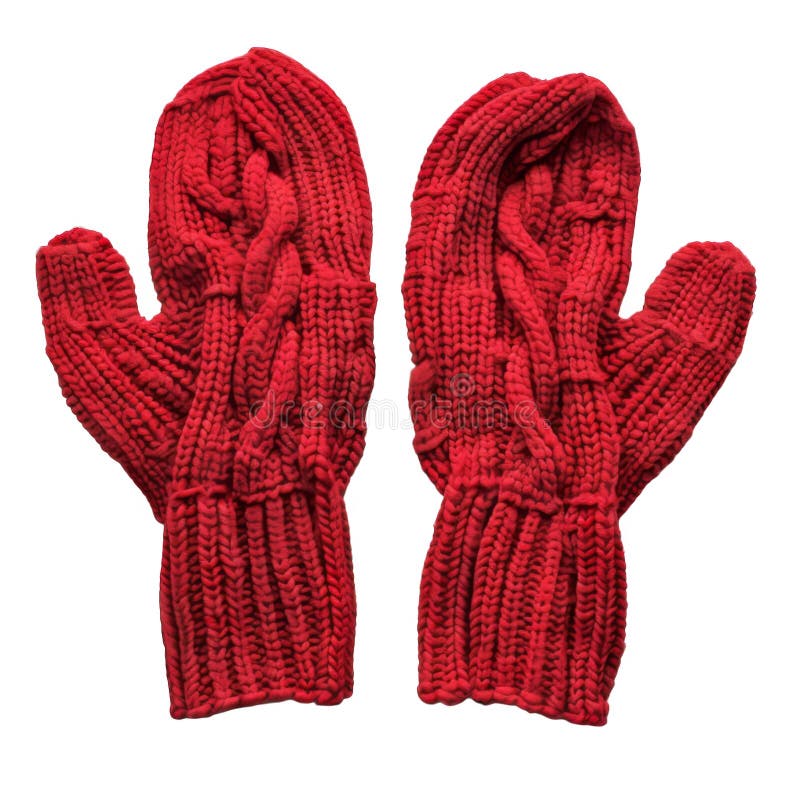Red Knitted Mittens Isolated on Black Background Stock Photo ...