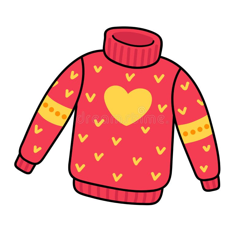 Red Knitted Sweater with Yellow Heart. Cute Pullover Stock Vector ... Red Knitted Sweater with Yellow Heart. Cute Pullover Stock Vector ...