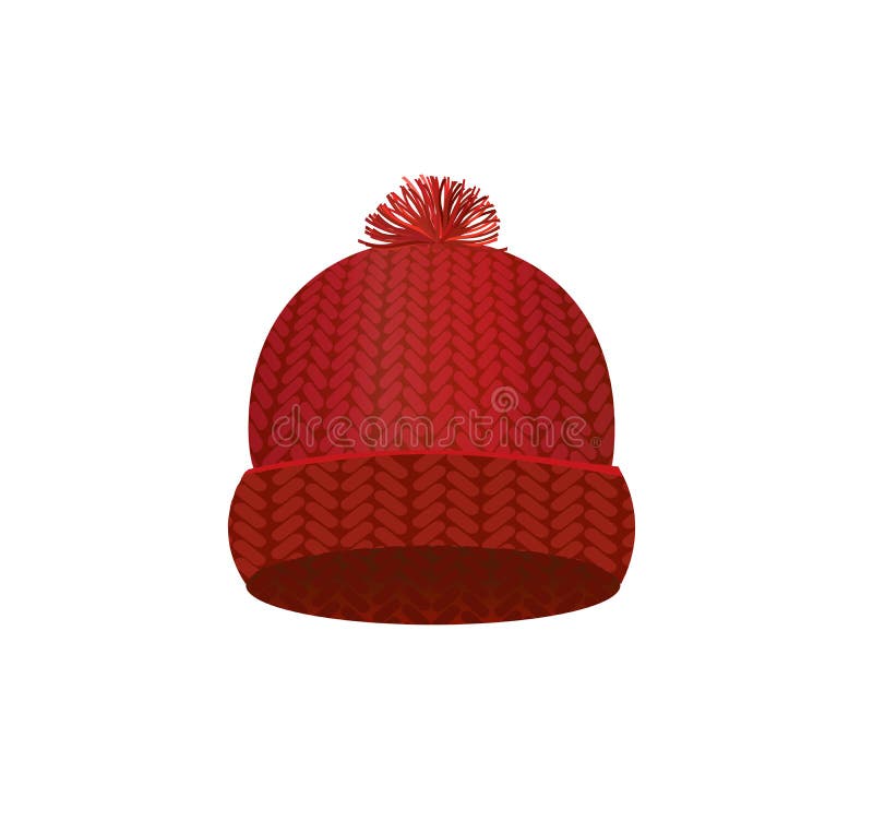 Red knitted winter cap stock vector. Illustration of accessory - 102195174