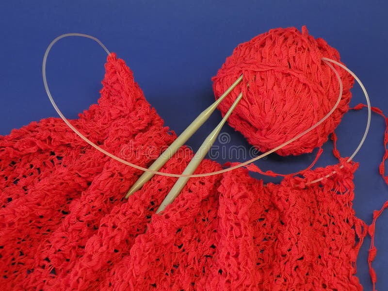 Red knitting stock photo. Image of ball, cotton, yarn - 13418820