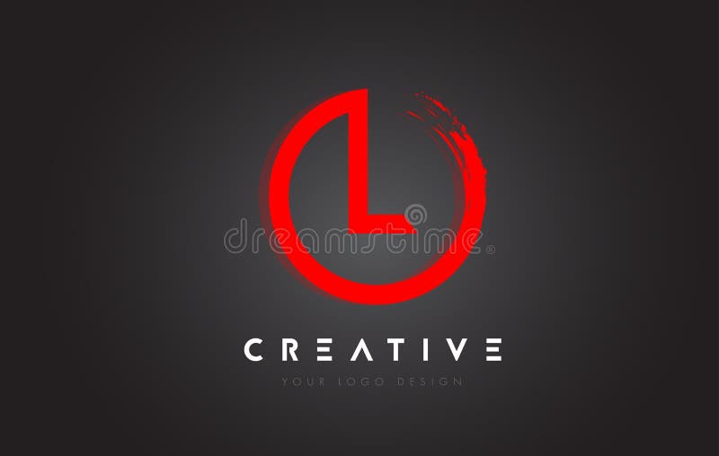 Red L Circular Letter Logo with Circle Brush Design and Black ...