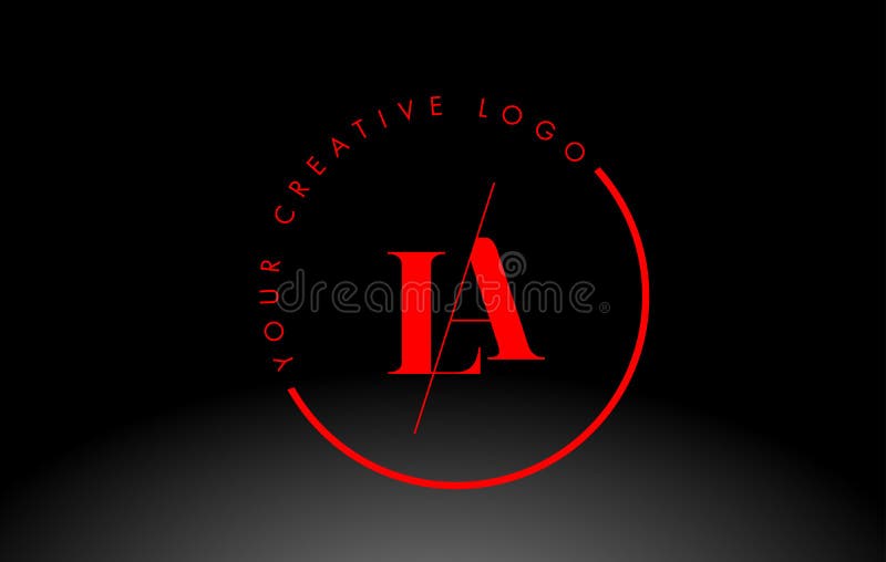 Red LA Serif Letter Logo Design with Creative Intersected Cut Stock ...