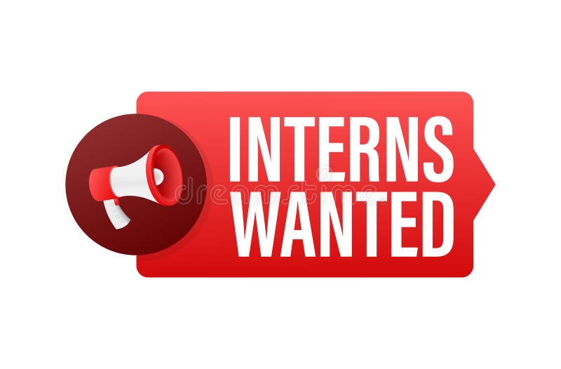 Megaphone Announcing Interns Wanted on Red Label Stock Vector ...