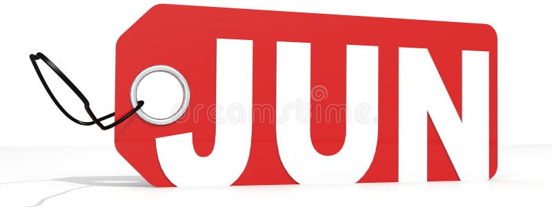 Red Label with Jun June Word Stock Illustration - Illustration of june ...
