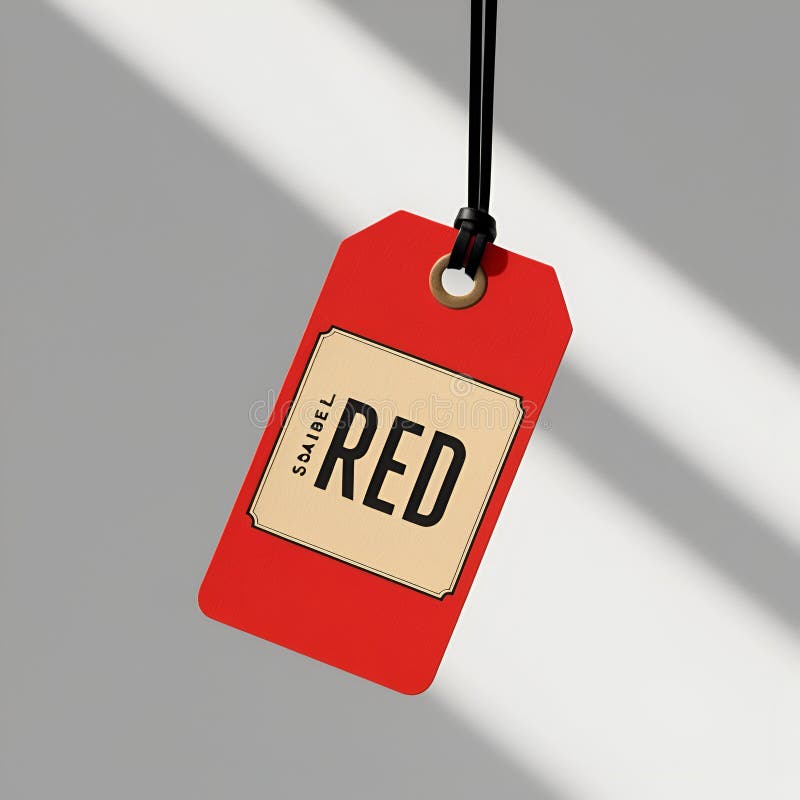Red Label Tag with Black String Isolated Stock Illustration ...
