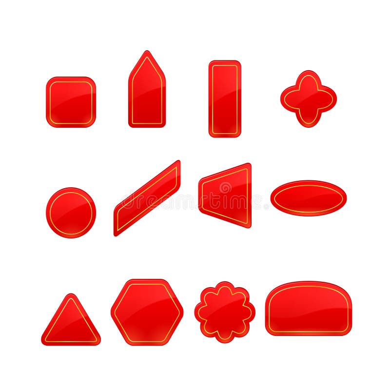 Red Labels and Stickers Set Stock Illustration - Illustration of ...