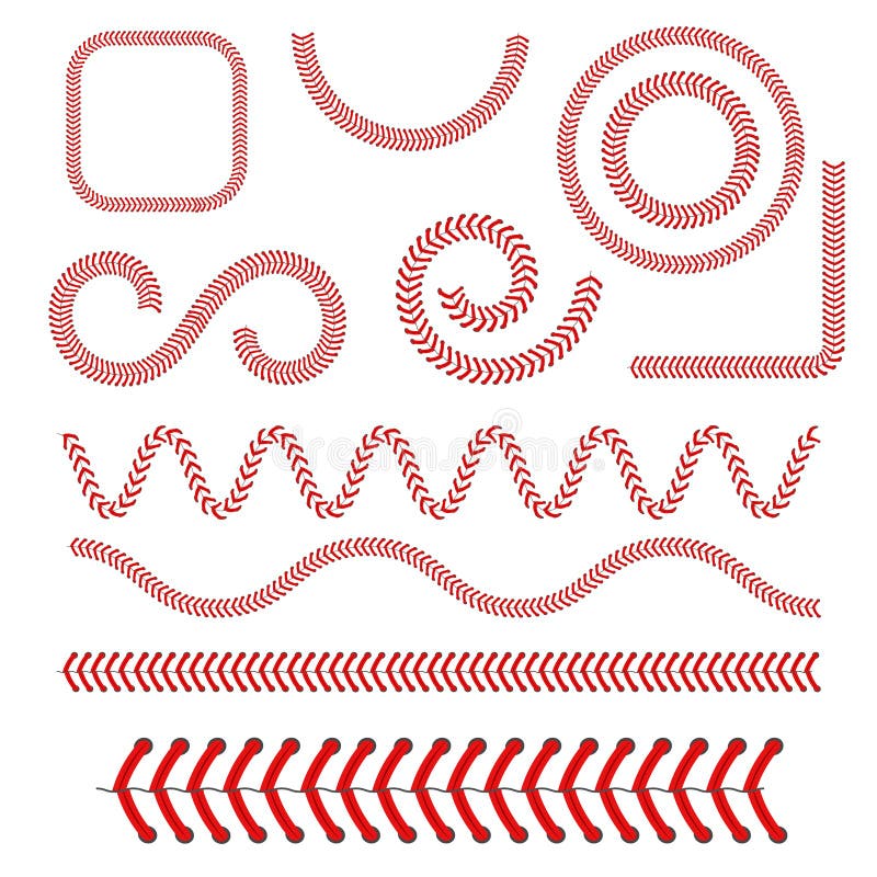 Red Lace from a Baseball Set. Vector Stock Vector - Illustration of ...