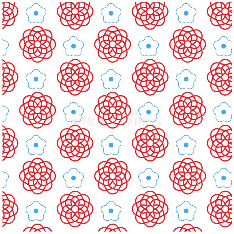 Red Lace & Blue Outline Grid: Repeating Pattern Stock Vector ...
