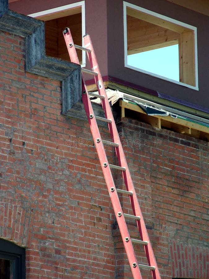 Ladder Against Slate Roof stock image. Image of overcast - 34488787