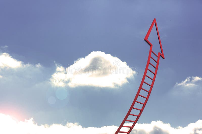 Red Ladder Arrow Pointing Up Stock Illustration - Illustration of ...