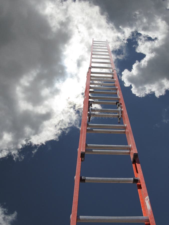 Red ladder with clouds stock image. Image of career, background - 10321927